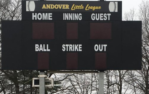 Baseball scoreboard with wireless Hand Held controller and LED Digits
